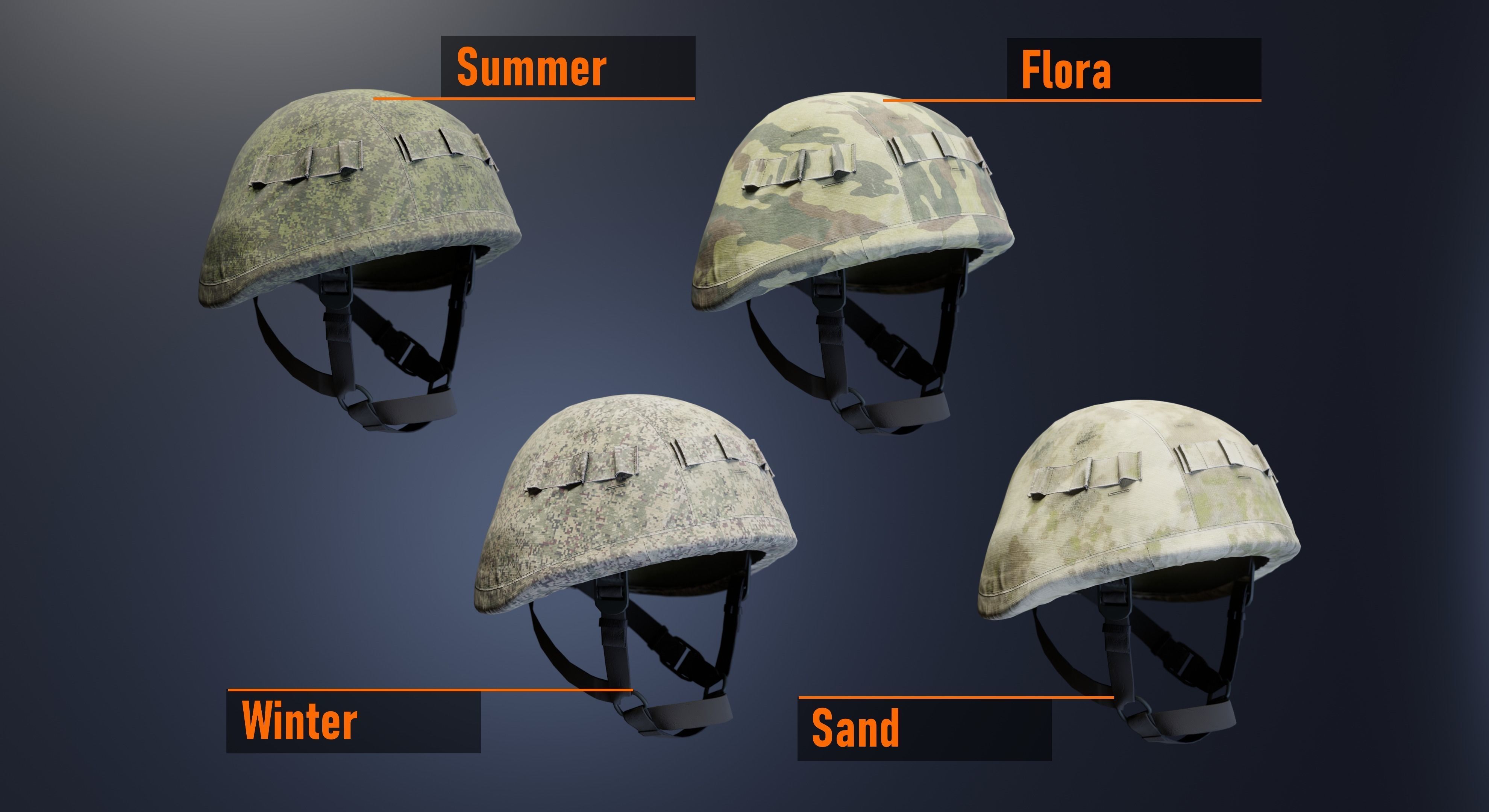 3D Model Collection Modern Russian Helmet Pack VR / AR / low-poly ...