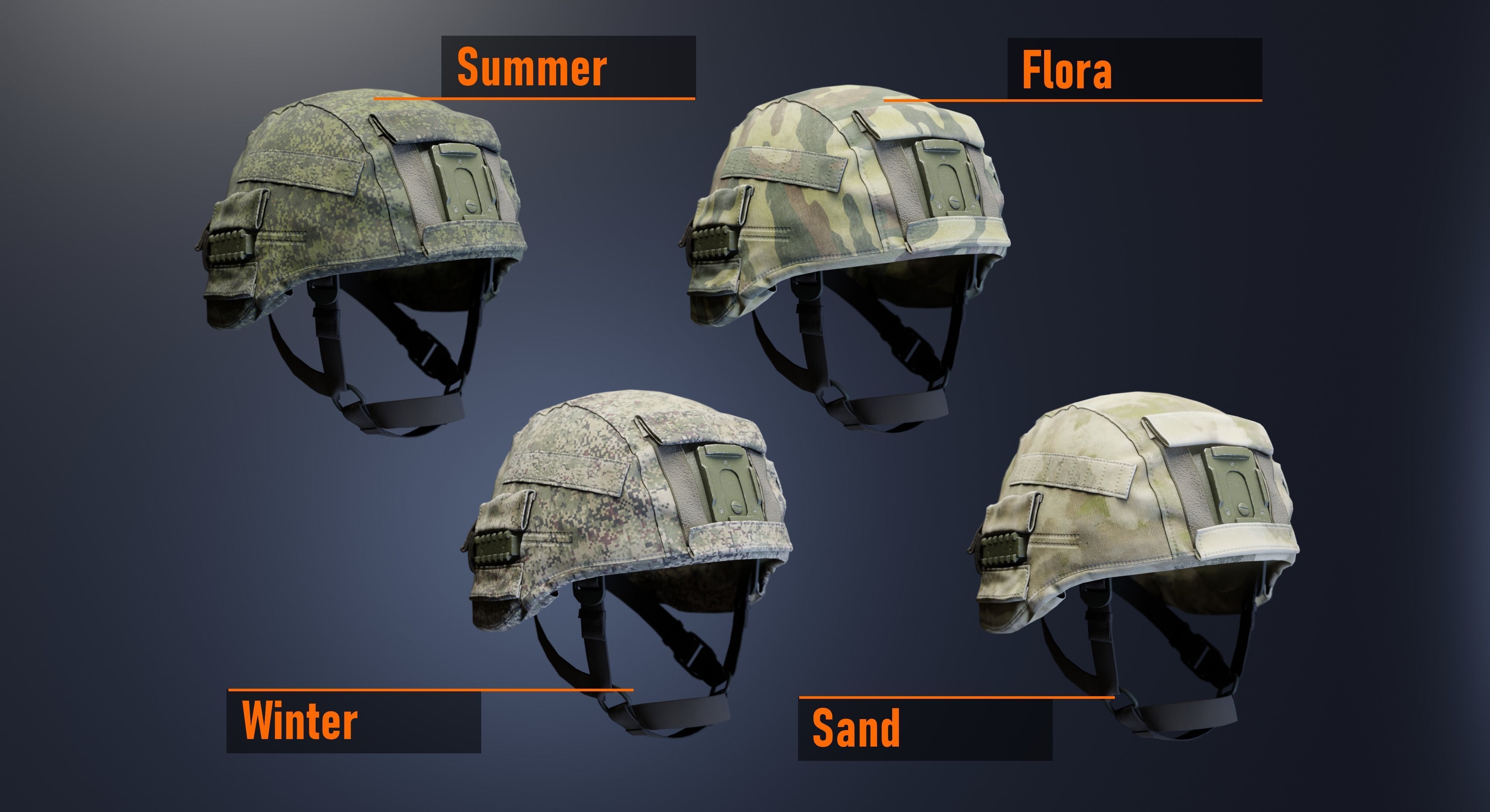 3D Model Collection Modern Russian Helmet Pack VR / AR / low-poly ...