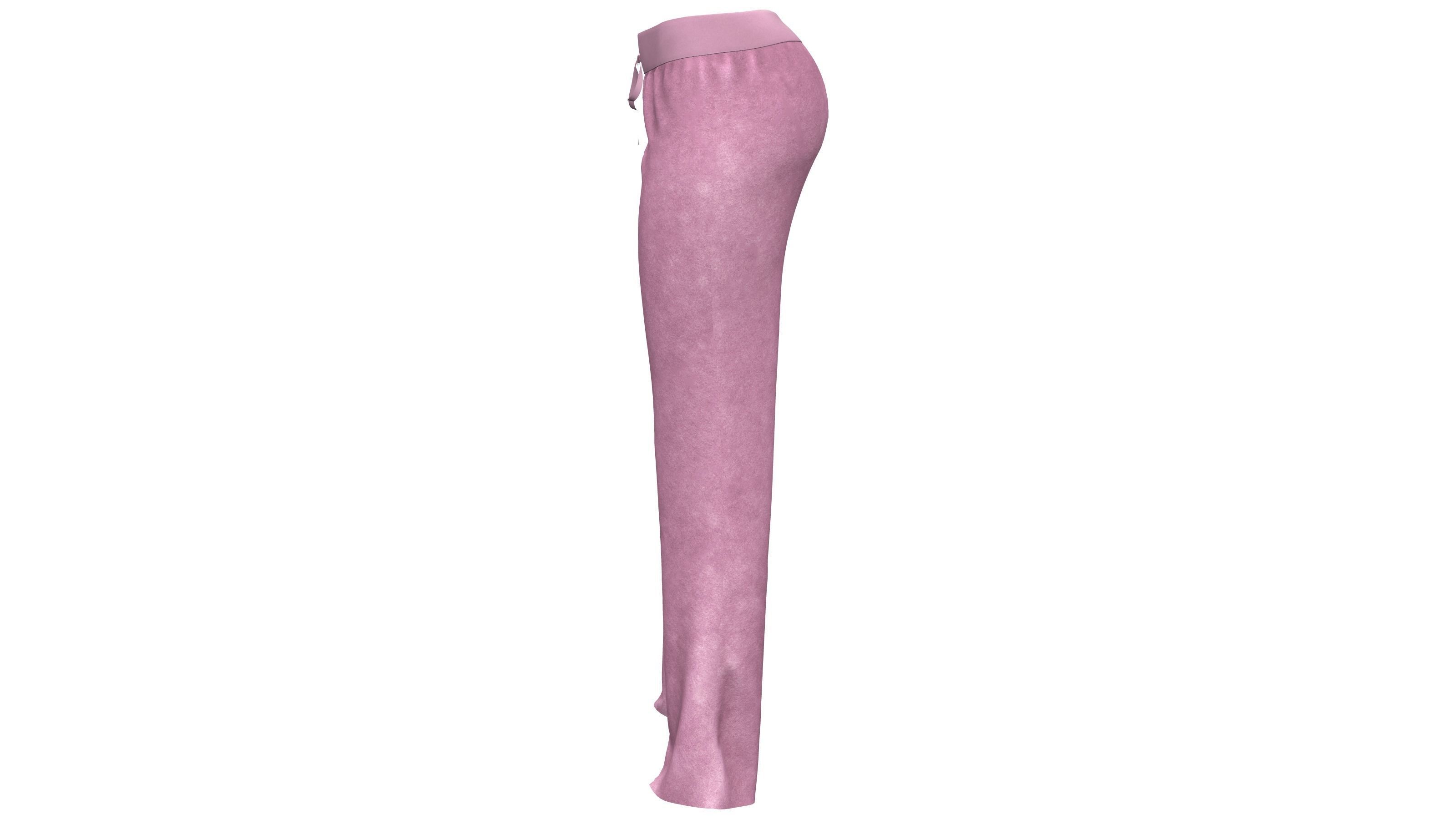 3D model Pink Velvet Drawstrings Tracksuit Sports Bottom VR / AR / low ...