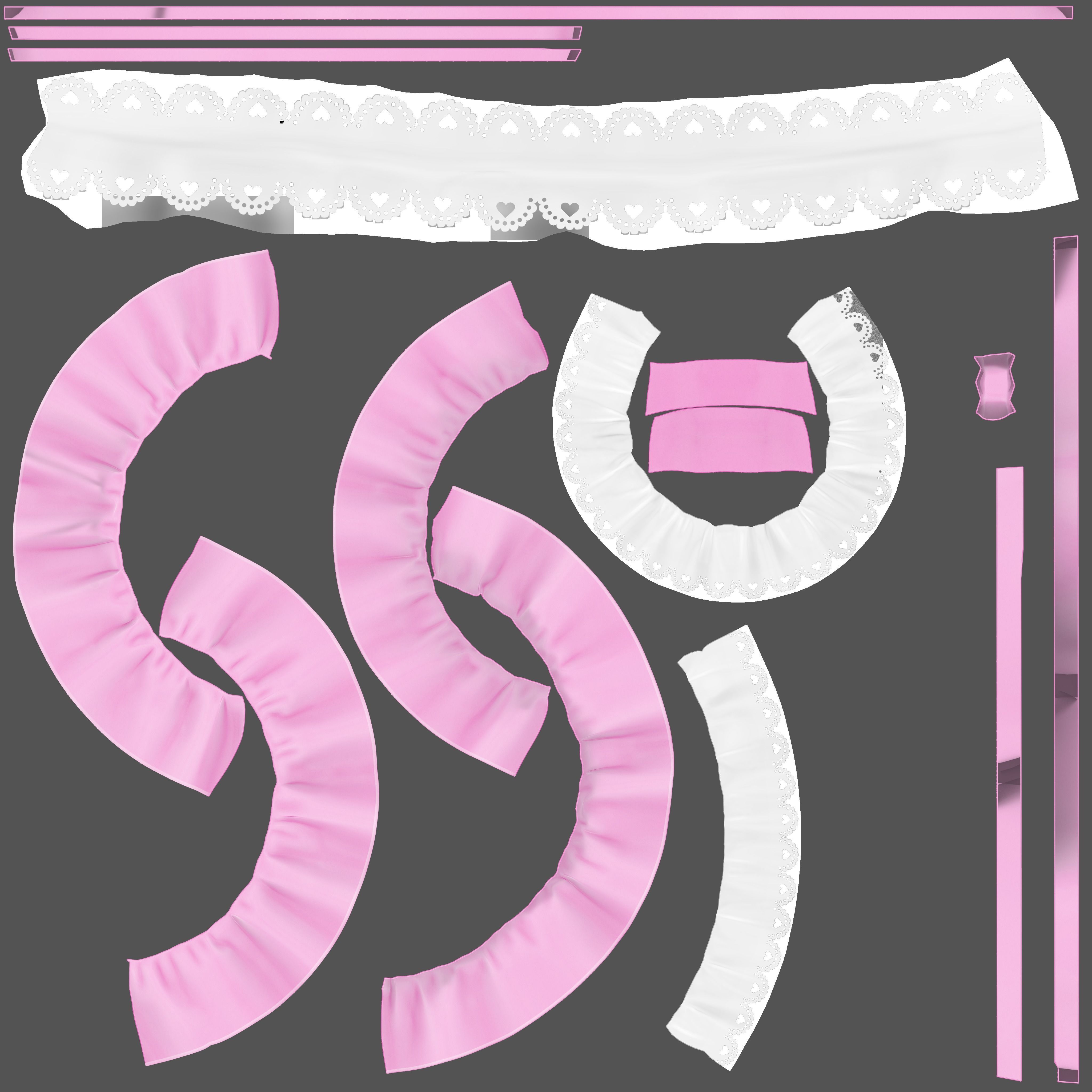 3D model Japanese Lolita Ruffles Amp Top Pink and Black VR / AR / low ...