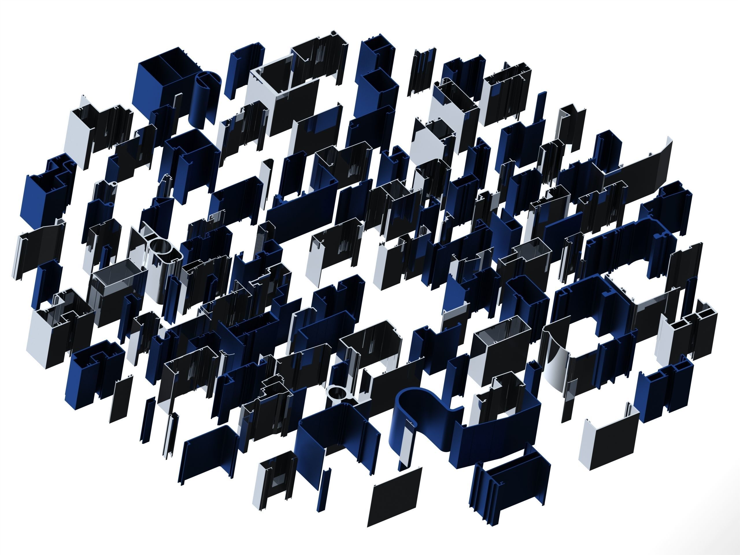 3D model Extruded Aluminium Profile Enclosures Set for Shopfront VR ...