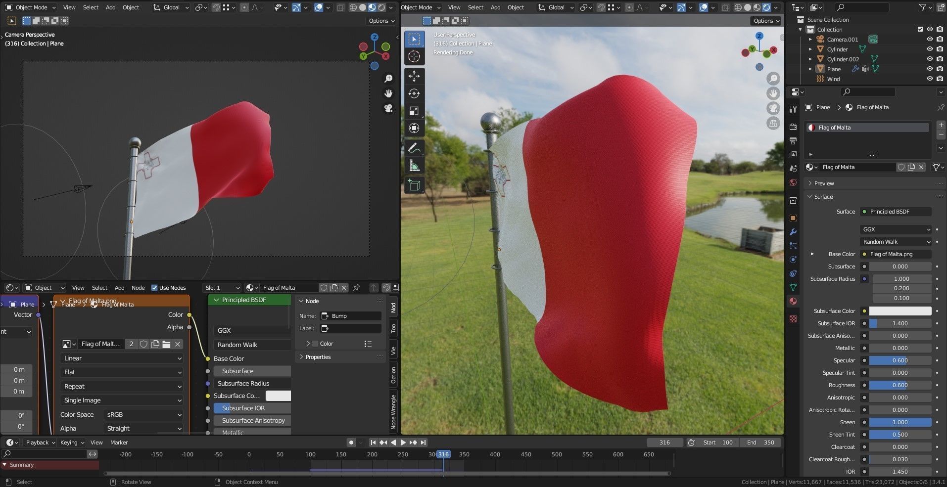 Animated Malta Flags 3D model animated | CGTrader