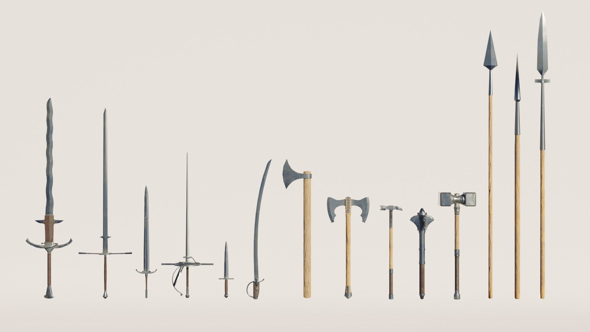 Medieval Weapon Pack free VR / AR / low-poly 3D model | CGTrader