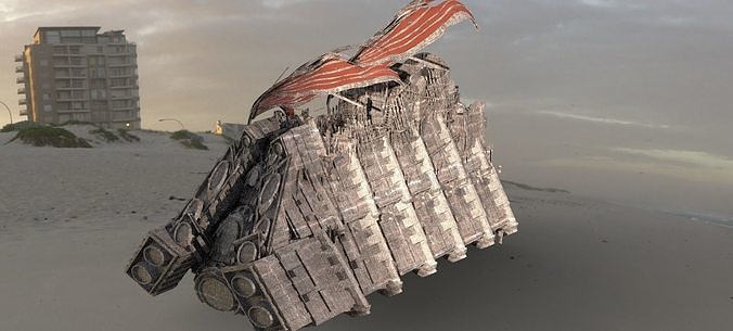Hutt Desert Sail Barge carrier 3 3D model | CGTrader