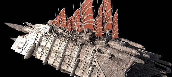 Hutt Desert Sail Barge carrier 4 3D model | CGTrader