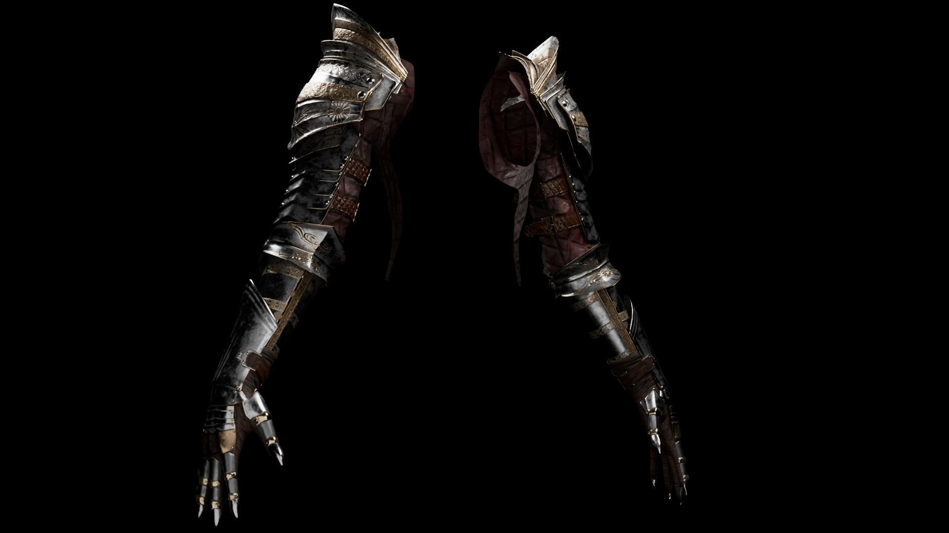 Female Knight Arm Armor Set MidPoly 3D model | CGTrader