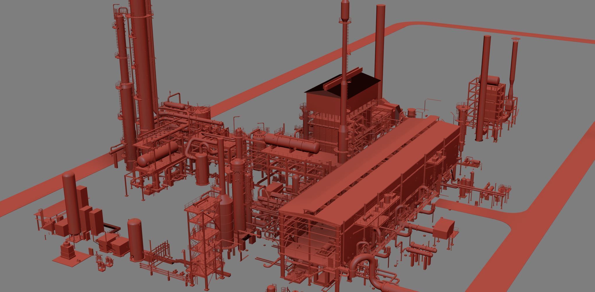 3D model Oil Refinery Low Poly Model VR / AR / low-poly | CGTrader