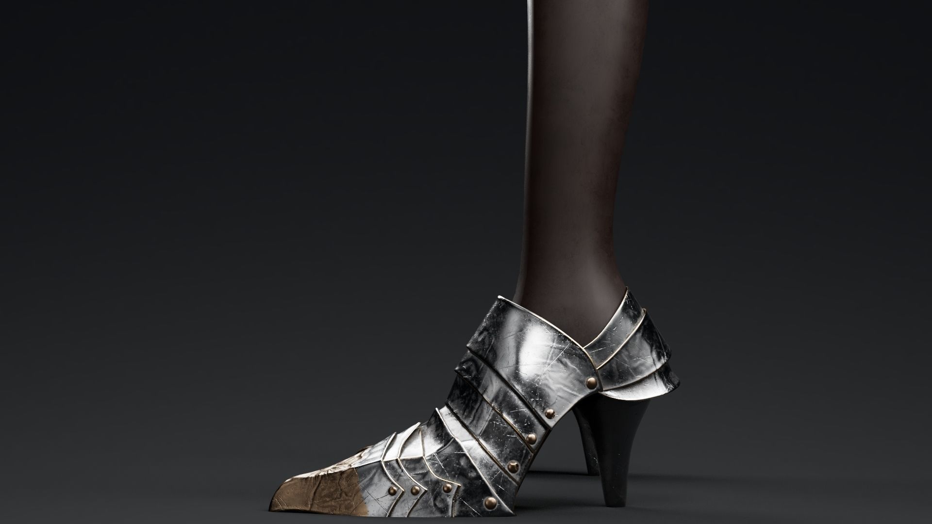 Female Knight Foot Armor MidPoly 3D model | CGTrader