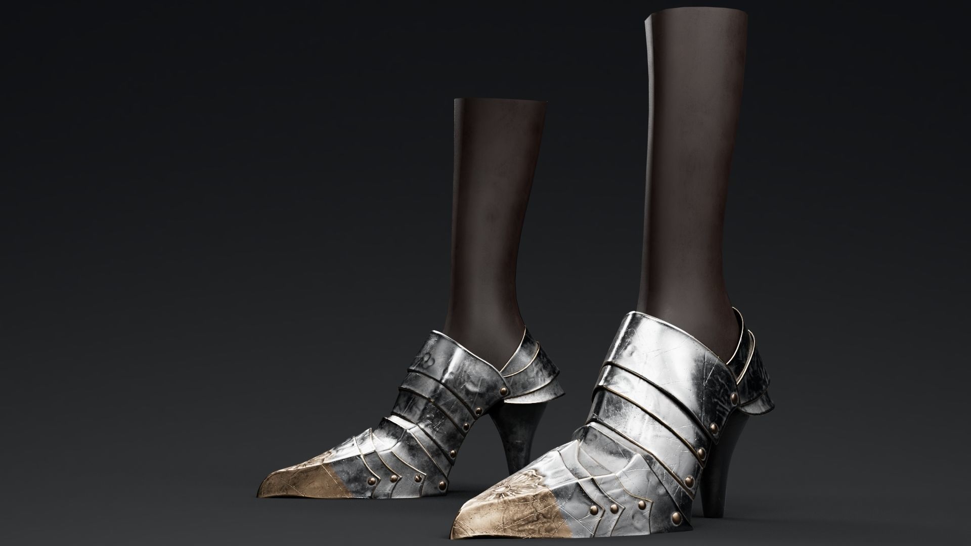 Female Knight Foot Armor MidPoly 3D model | CGTrader