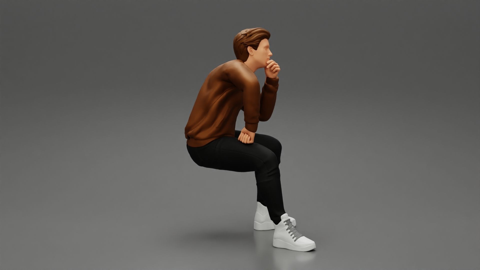 man in leather jacket sitting in thinking pose 3D model 3D printable ...