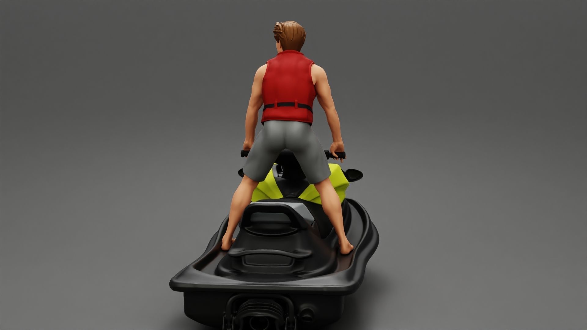 Man riding standing up on a speeding jetski 3D model 3D printable ...