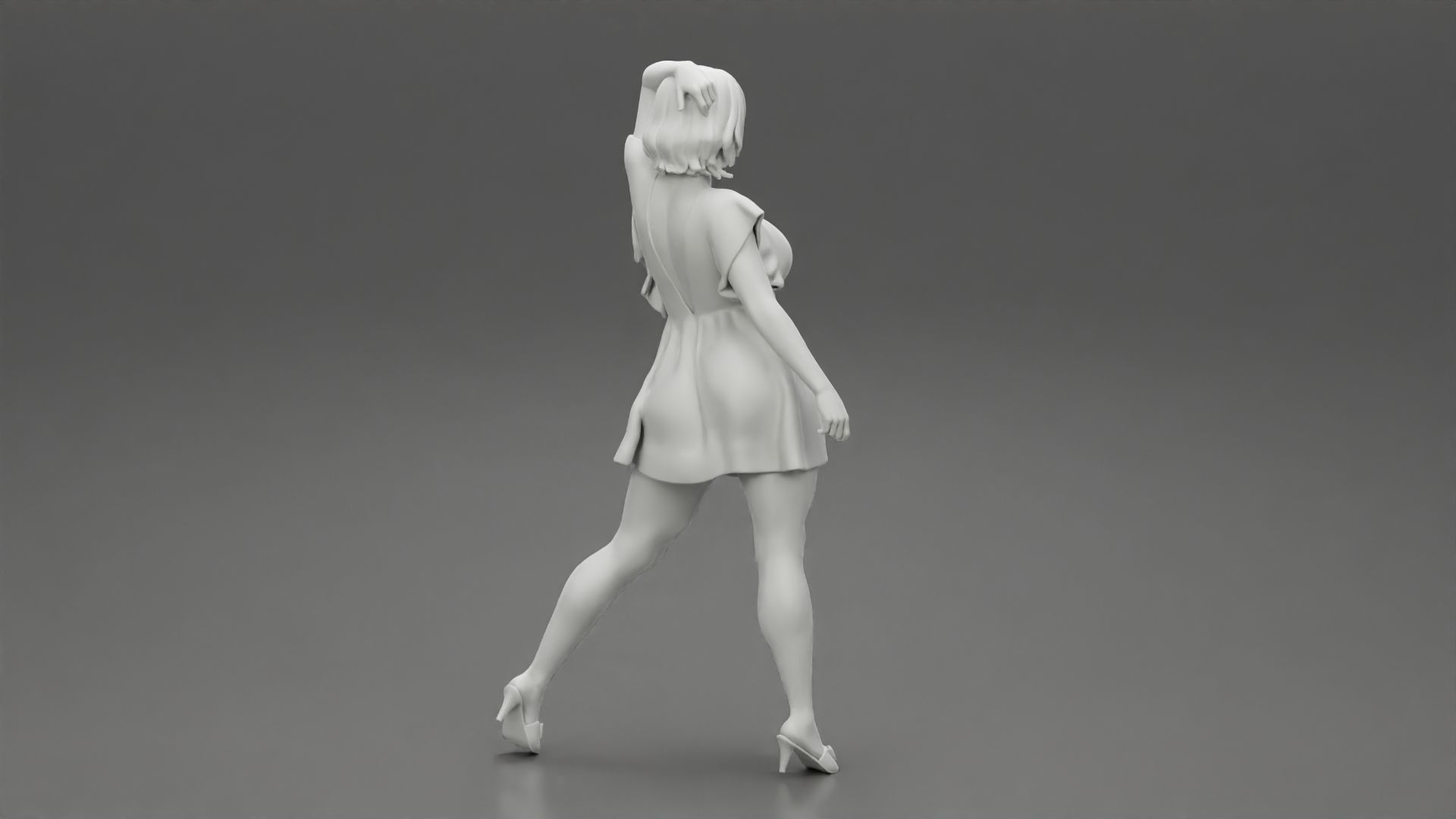 Sexy Female Summer Casual Fashion in V Neck dress posing 3D model 3D ...