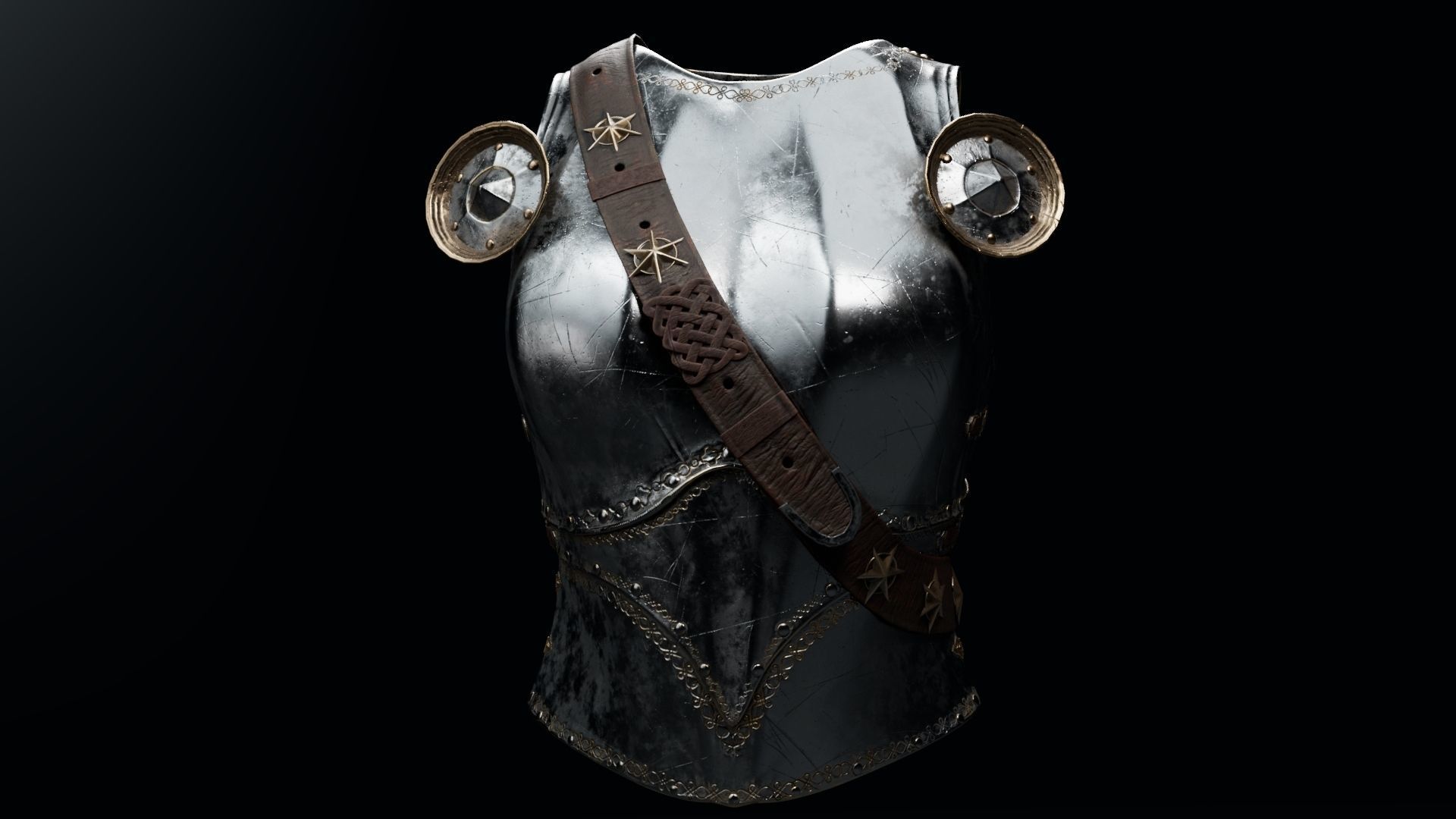 Female Knight Upper Chest Armor MidPoly 3D model | CGTrader