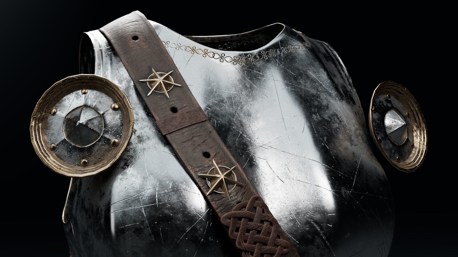 Female Knight Upper Chest Armor MidPoly 3D model | CGTrader