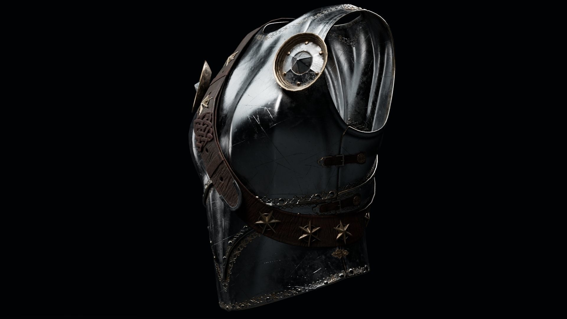 Female Knight Upper Chest Armor MidPoly 3D model | CGTrader