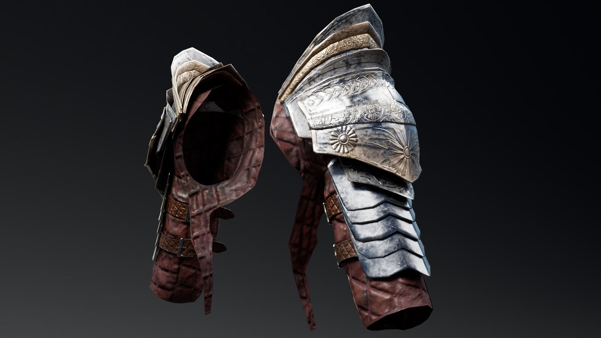 3D model Female Knight Shoulder Armor Set LowPoly VR / AR / low-poly ...