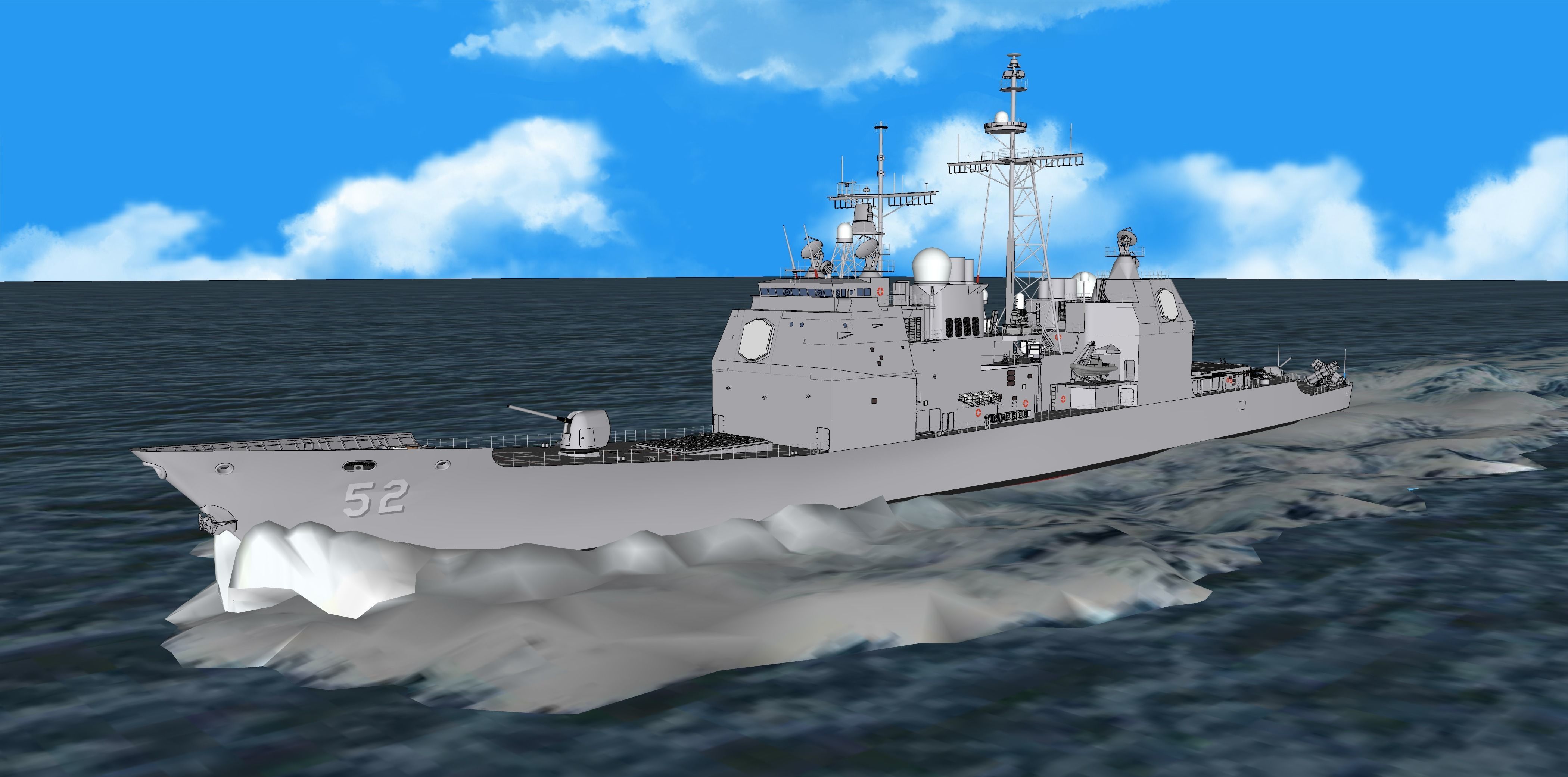 USS CG-52 Bunker Hill Ticonderoga class guided missile cruiser 3D model ...