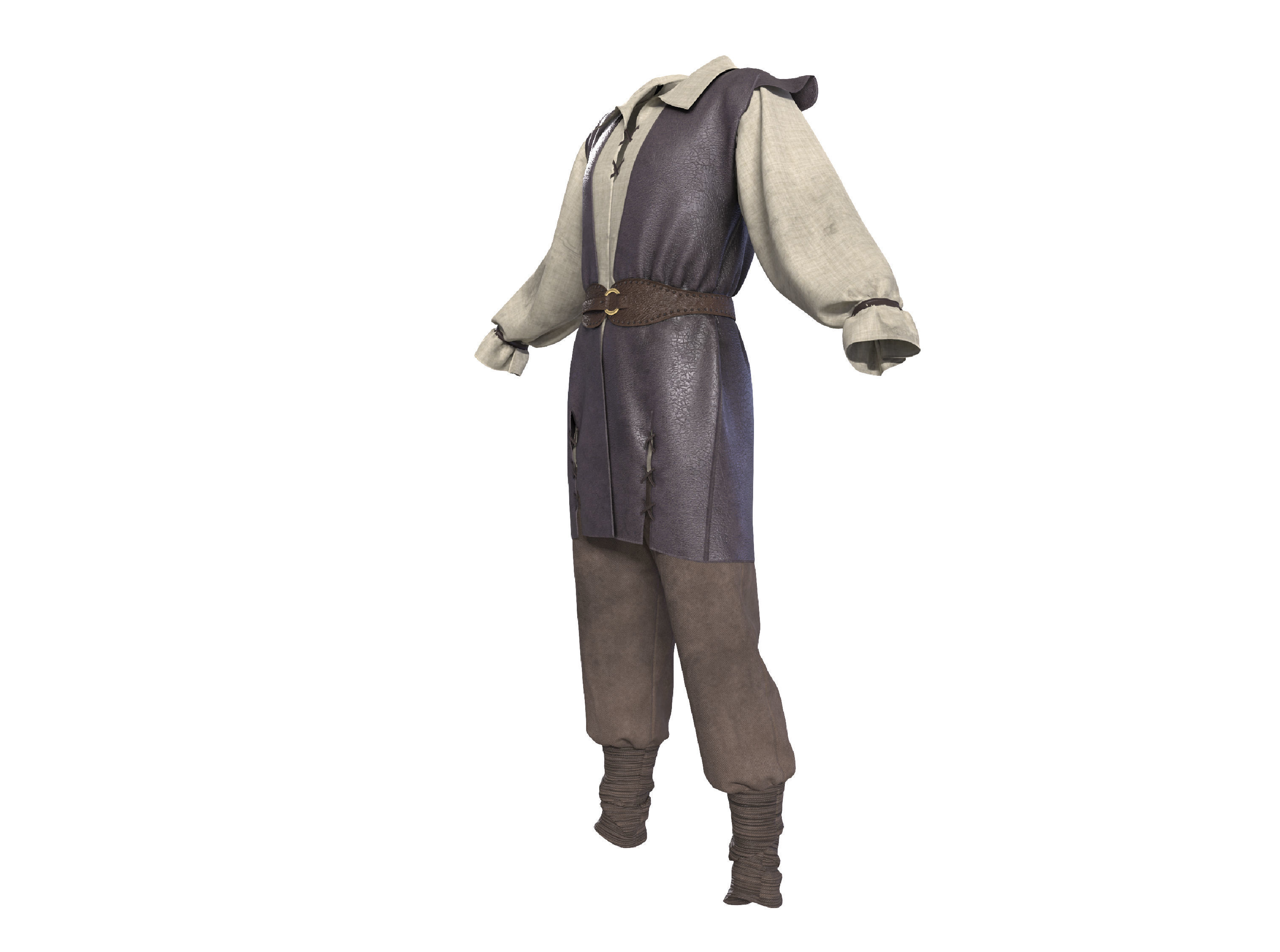 medieval renaissance farmer peasant clothes man outfit 3D model | CGTrader