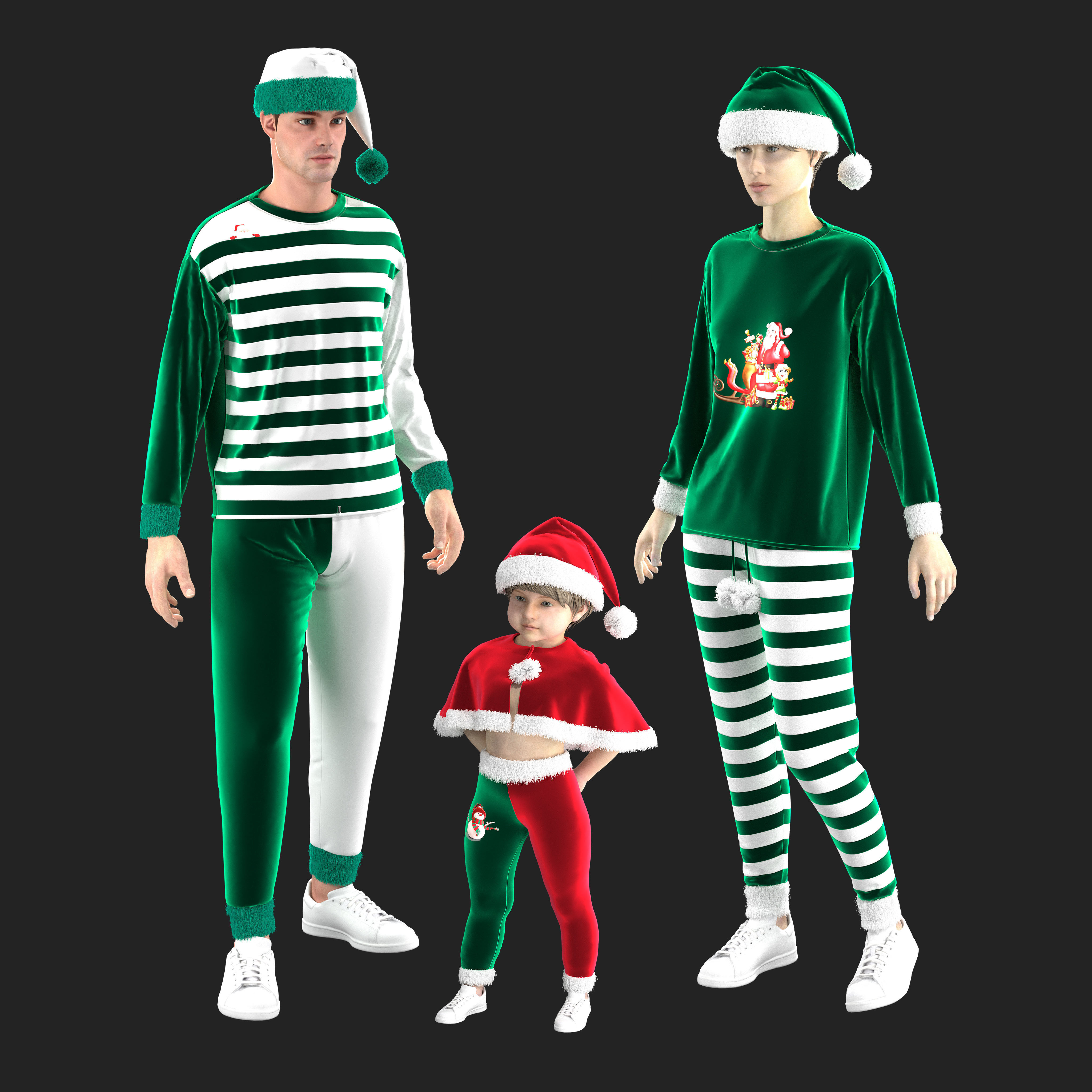 PAPA MAMA NOEL CLOTHES FAMILY CHRISTMAS OUTFITS 3D model | CGTrader