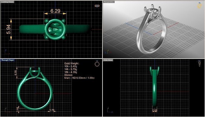 Solitaire diamond ring STL-3DM-12 renders-on hand render 3D model 3D ...