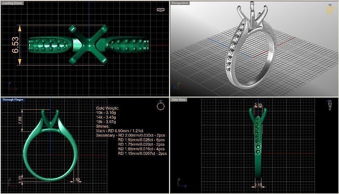 Solitaire diamond ring STL-3DM-12 renders-on hand-3x360 video 3D model ...