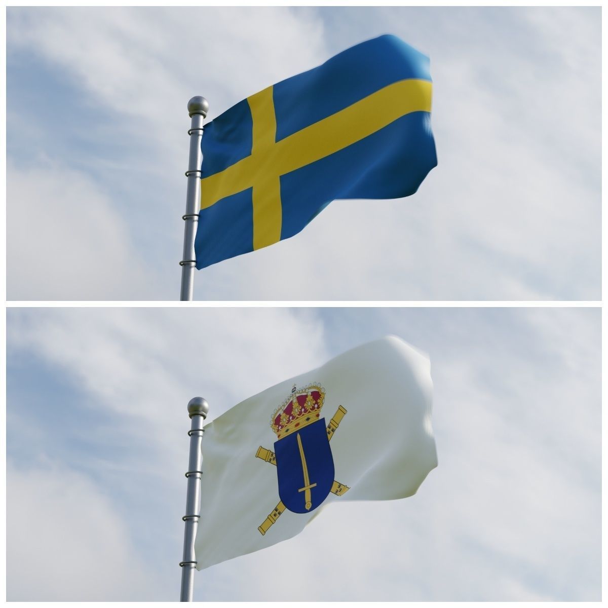 Animated Sweden Flags 3D model animated | CGTrader