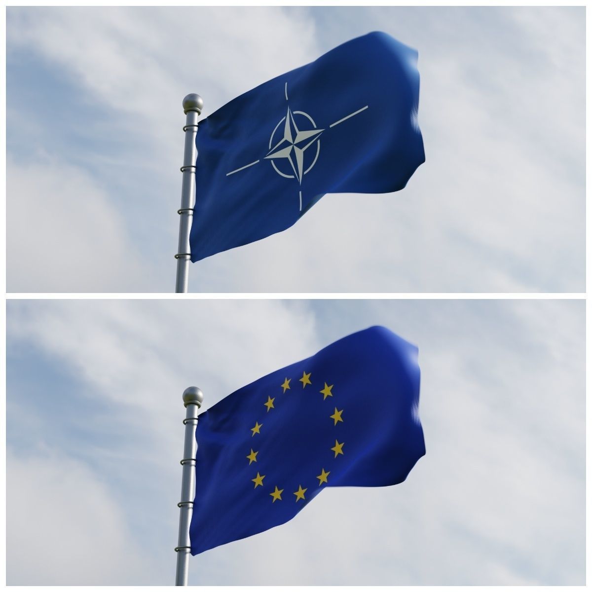 Animated Europe and NATO Flags 3D model animated | CGTrader