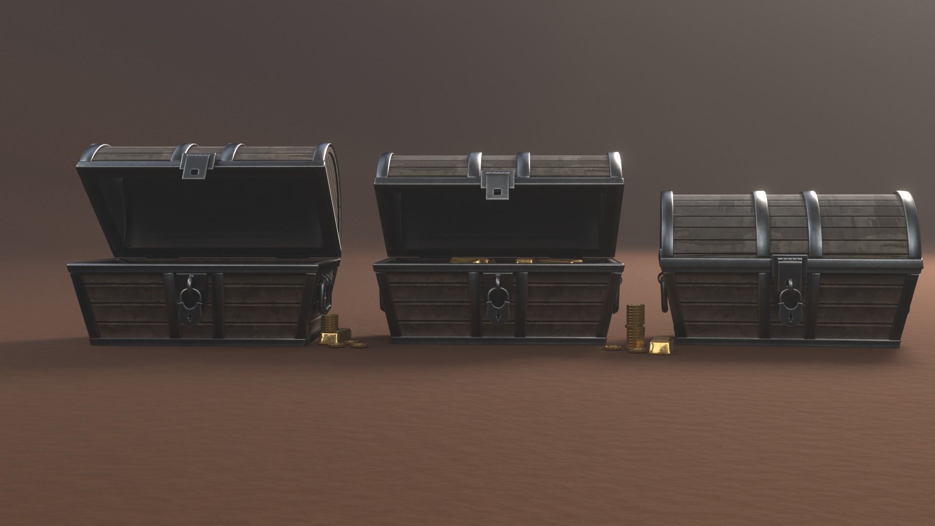 3D model Low poly gold chest VR / AR / low-poly | CGTrader