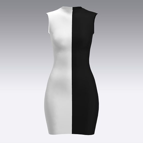 3D model black and white two color dress VR / AR / low-poly | CGTrader