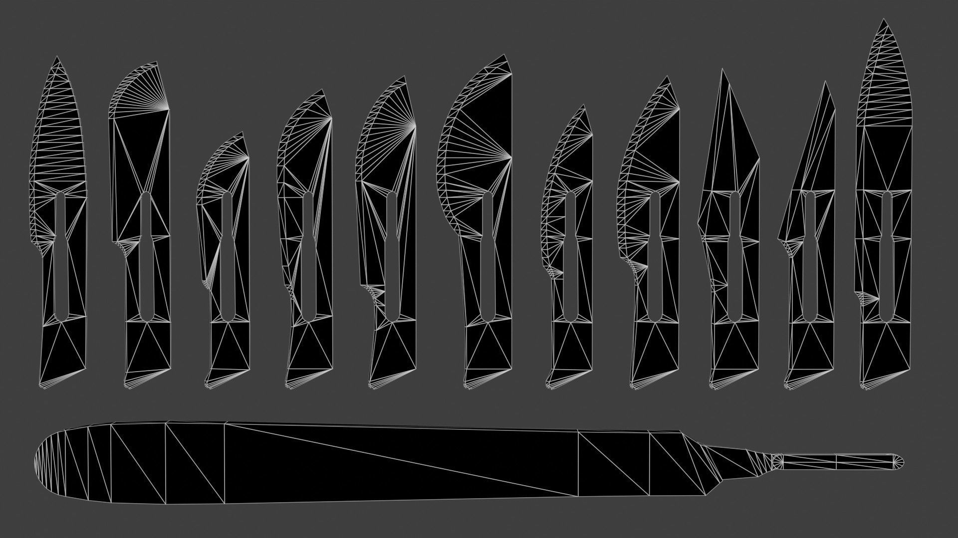3D model Scalpel set of knives in tray VR / AR / low-poly | CGTrader