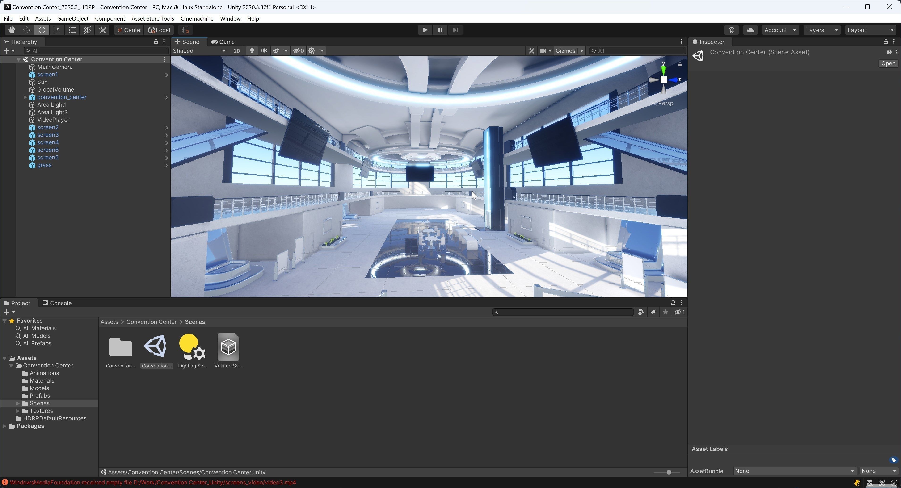 3D model Modern Convention Center Interior Unity HDRP URP VR / AR / low-poly | CGTrader