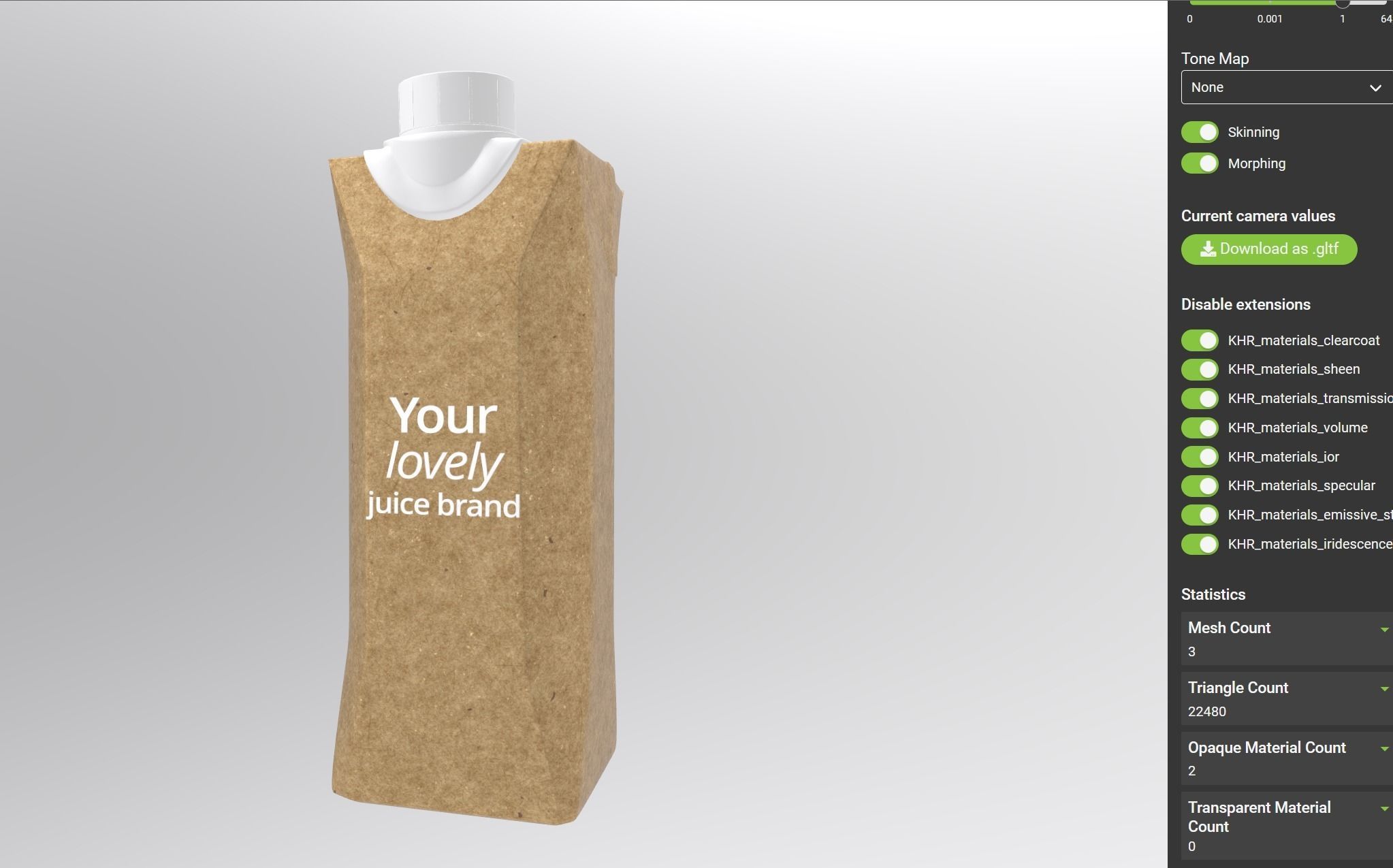 3D model Juice Box PBR ready for AR close up shots Commercial render VR ...