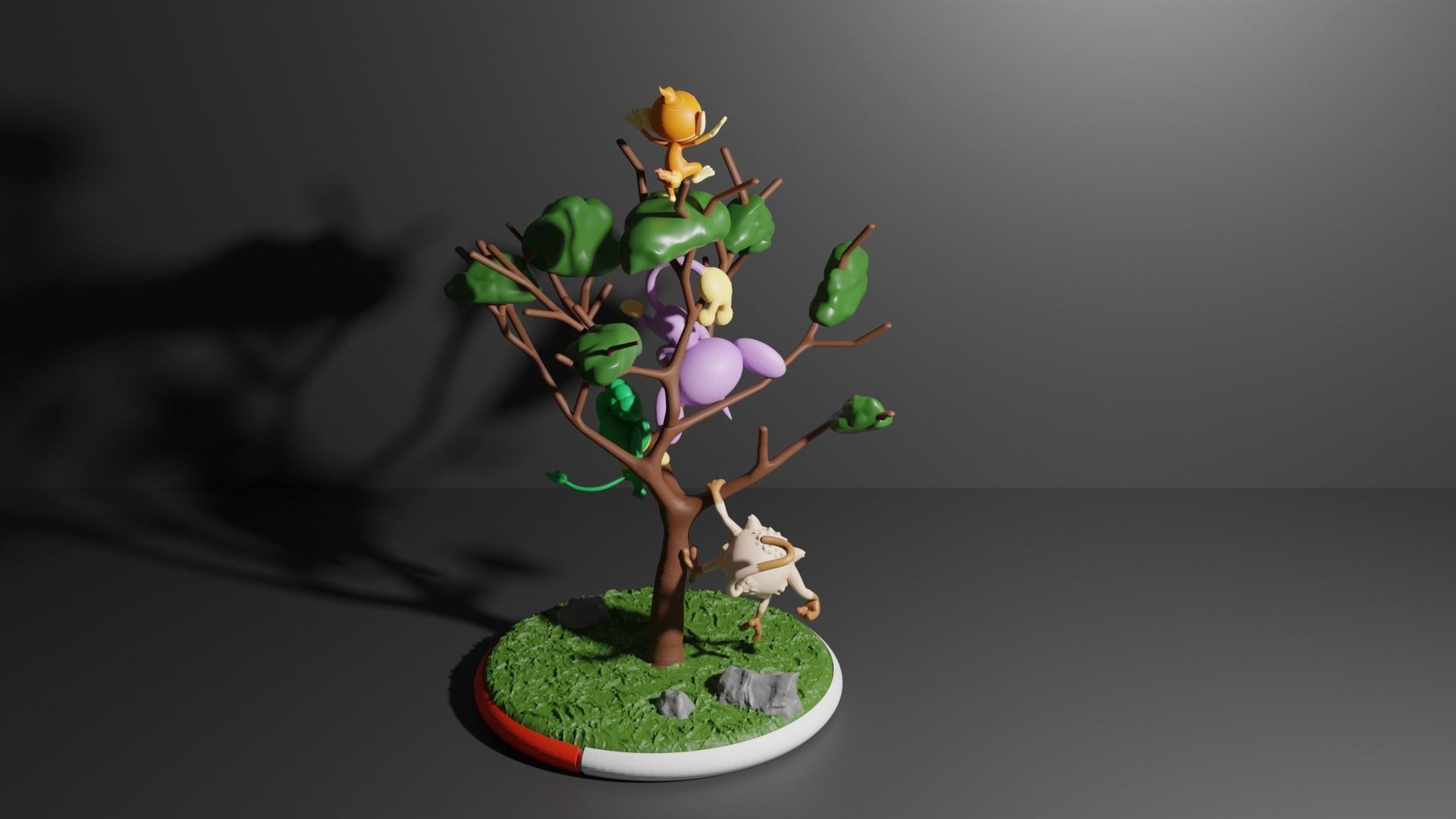 DIORAMA POKEMON MONKEYS PLAYING ON A TREE 3D PRINT MODEL 3D model 3D ...
