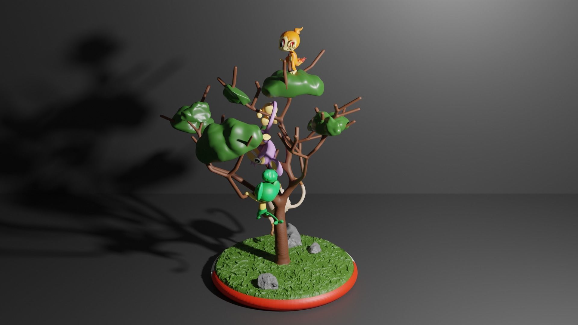 DIORAMA POKEMON MONKEYS PLAYING ON A TREE 3D PRINT MODEL 3D model 3D ...