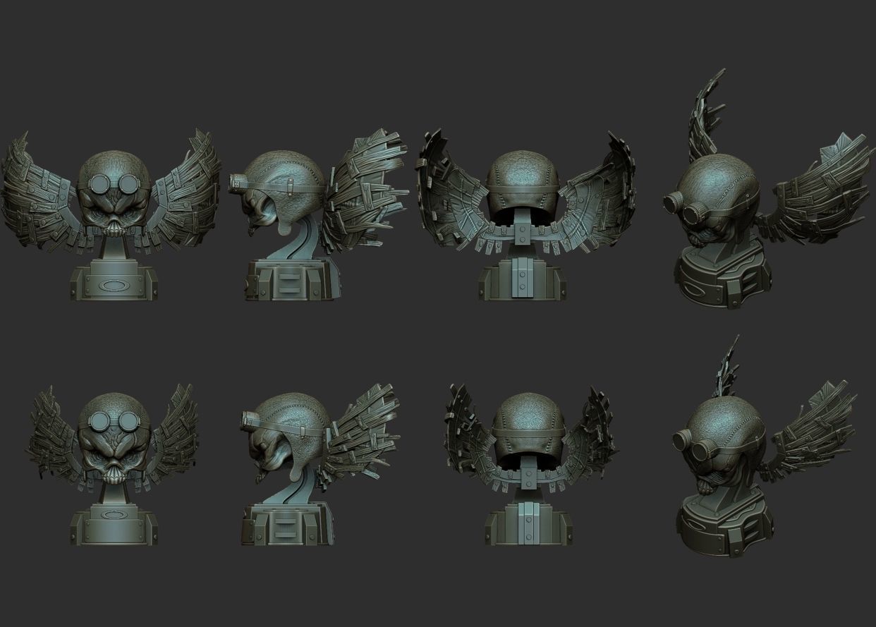 Winged skull trophy 3D model 3D printable | CGTrader