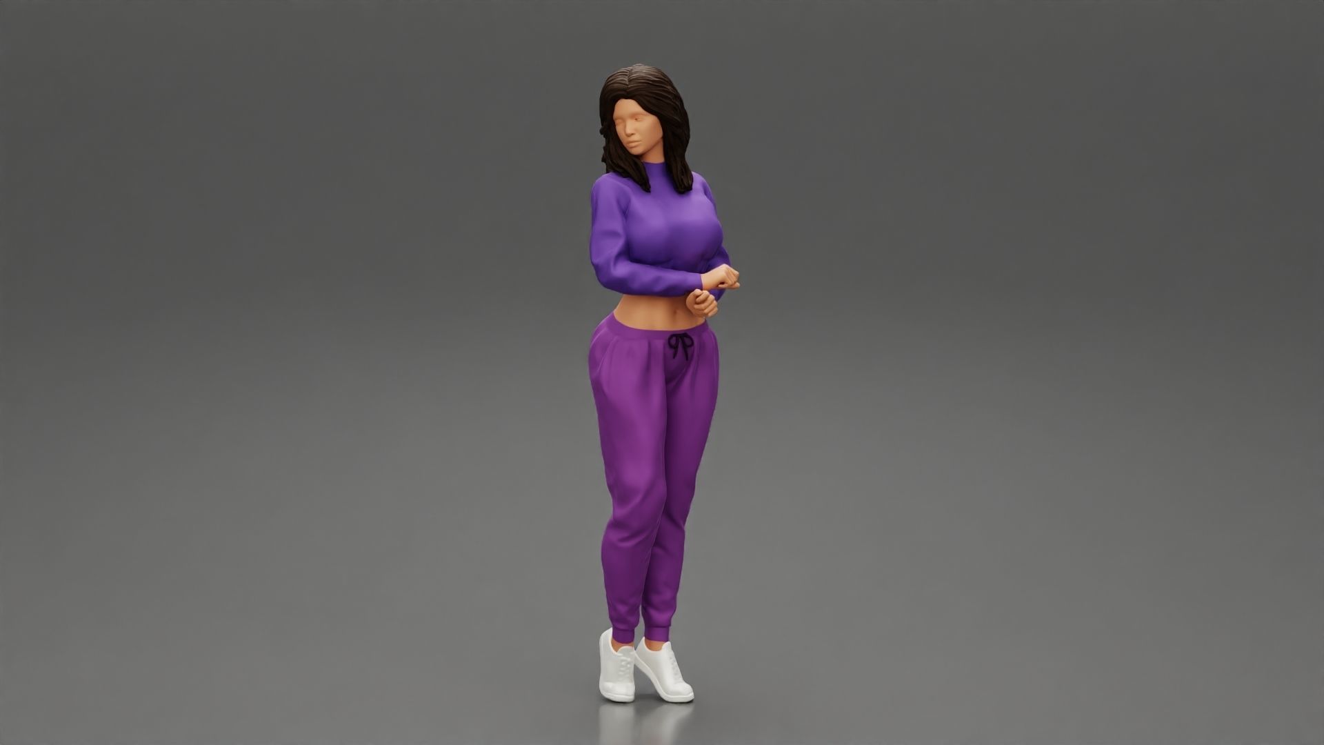 Beautiful girl in sporty outfit standing 3D model 3D printable | CGTrader