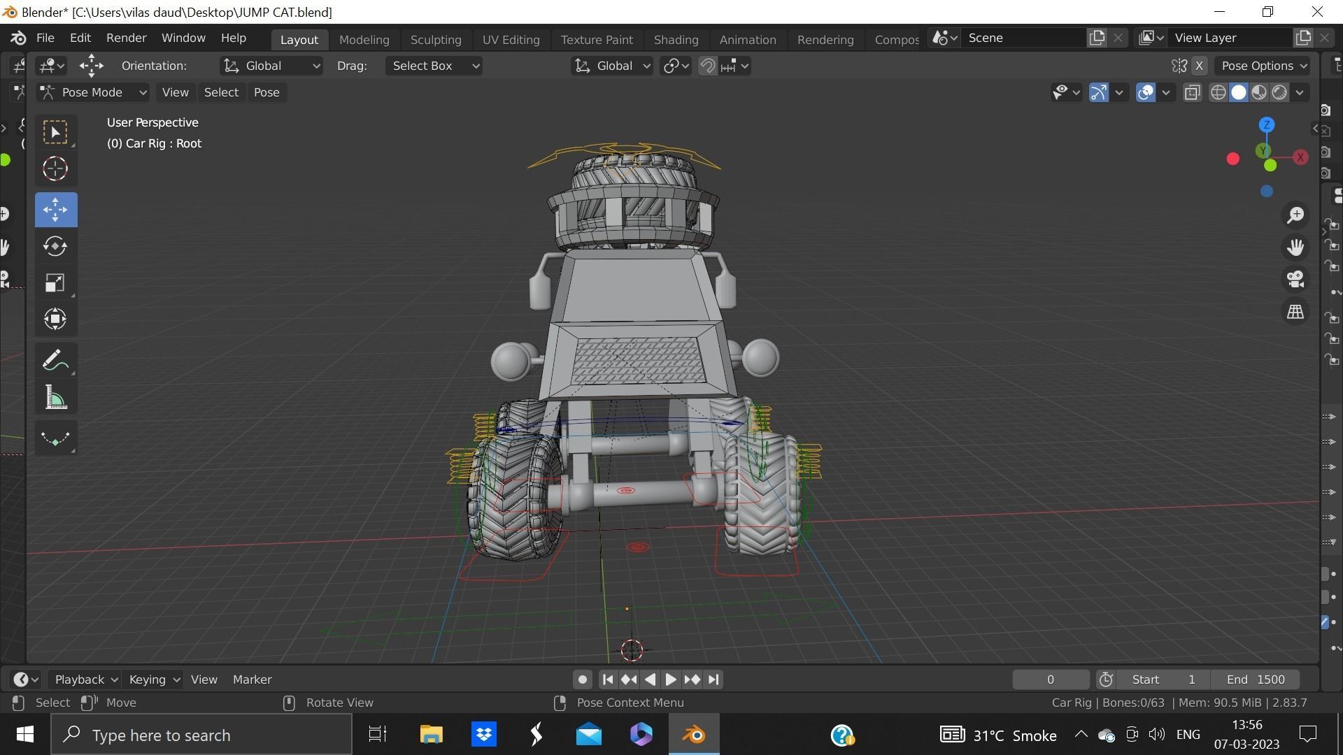 MONSTER CAR WITH RIG 3D model animated rigged | CGTrader