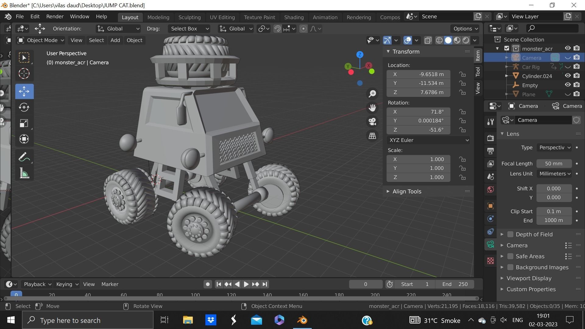 MONSTER CAR WITH RIG 3D model animated rigged | CGTrader