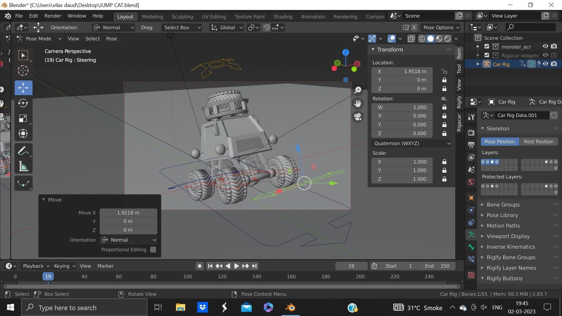 MONSTER CAR WITH RIG 3D model animated rigged | CGTrader