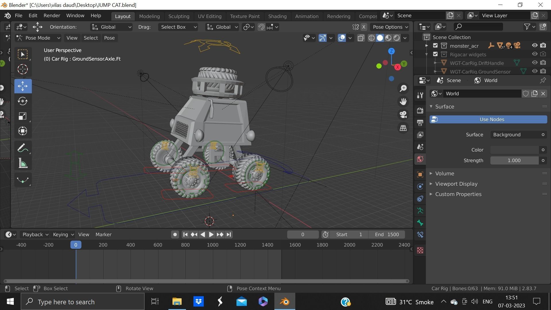 MONSTER CAR WITH RIG 3D model animated rigged | CGTrader