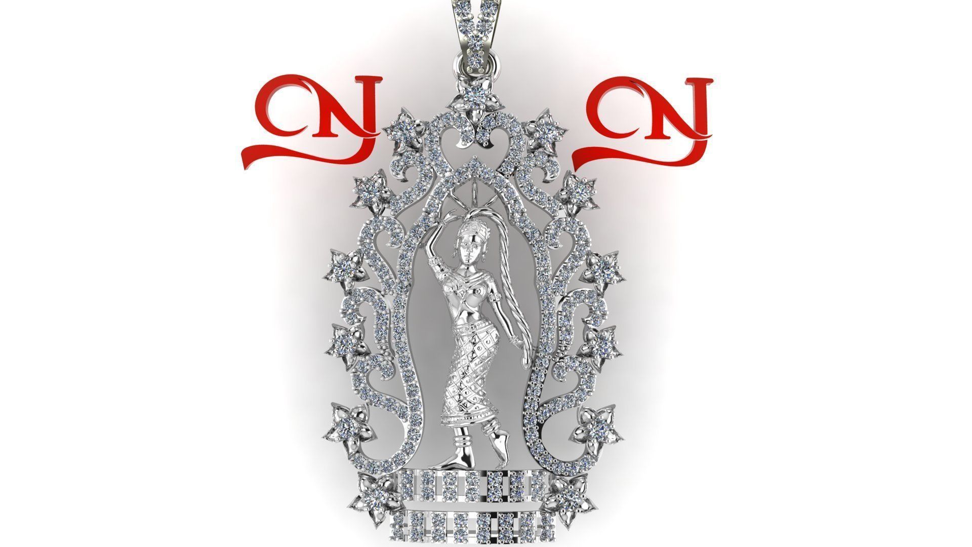 Apsara design entry for gold and diamond pendant free 3D model 3D ...