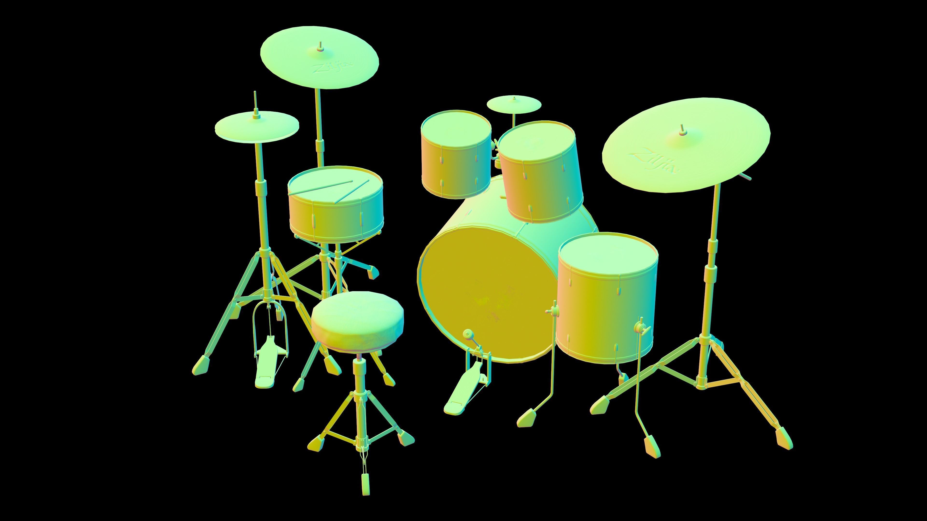 3D model DrumKit - Game ready props VR / AR / low-poly | CGTrader
