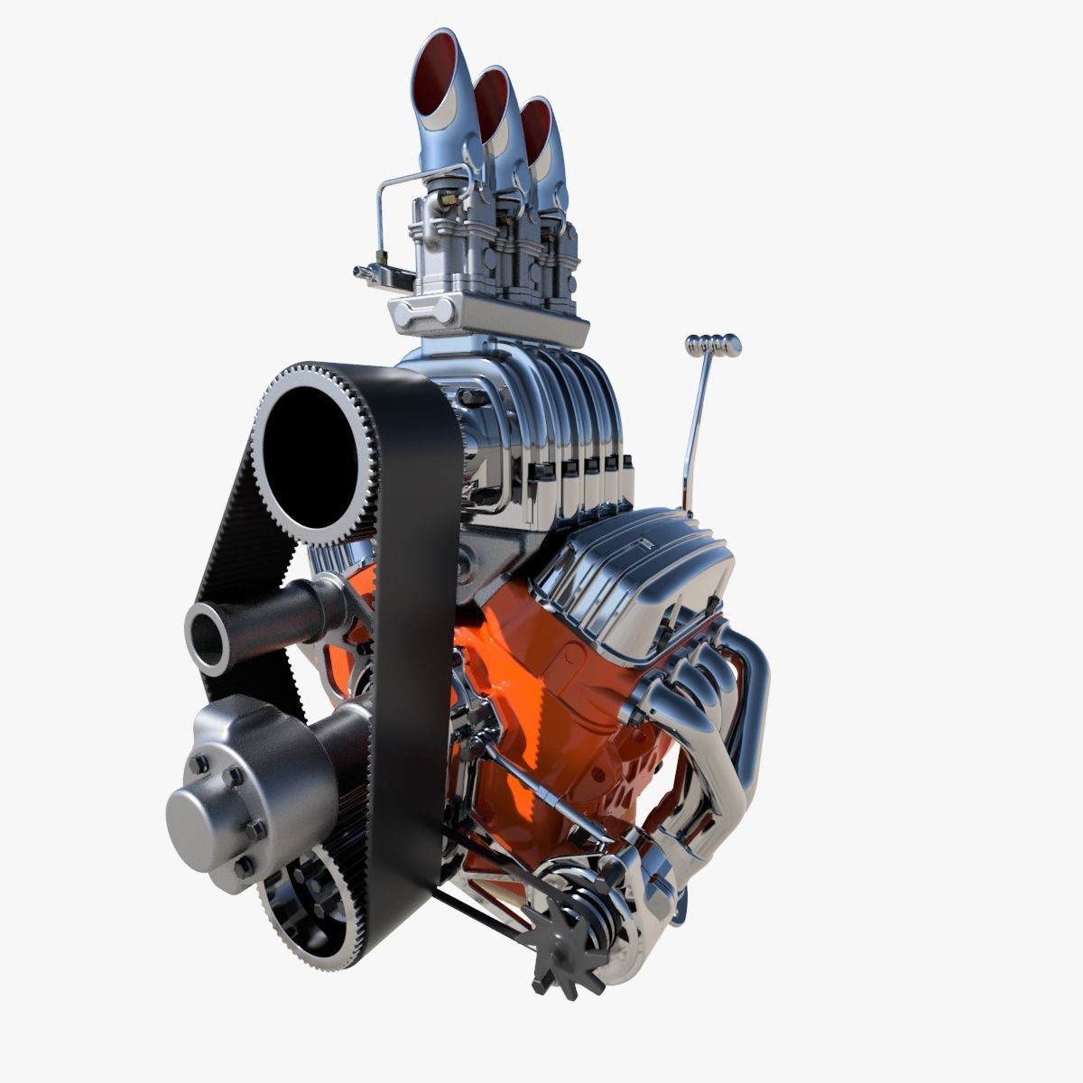 Cartoon V8 vintage engine 3D model | CGTrader