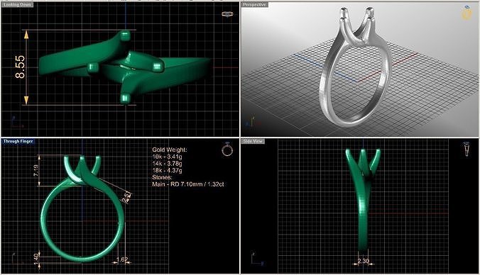 Solitaire diamond ring STL-3DM-12 renders-on hand-3x360 video 3D model 3D printable | CGTrader