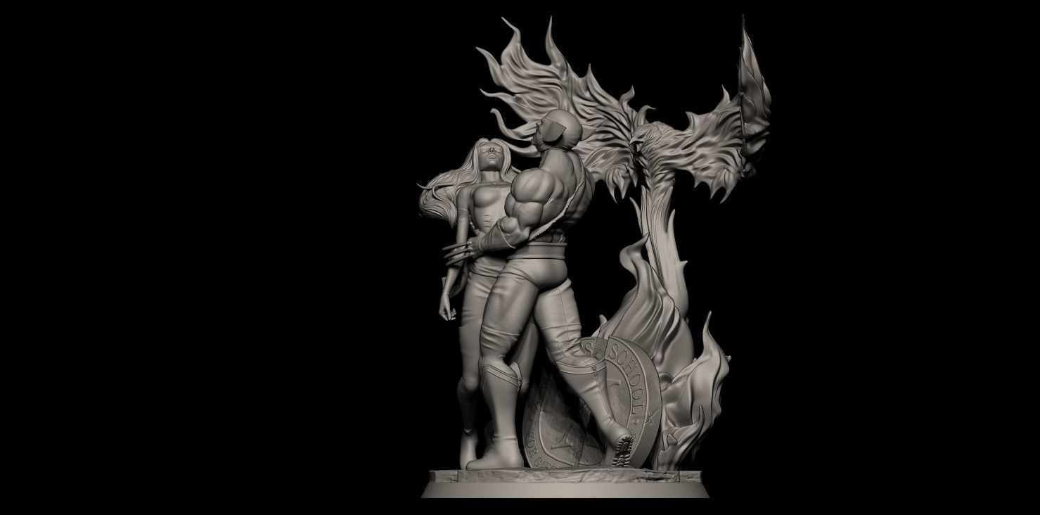 Fan Art - Wolverine and Jean - Phoenix Sacrifice - Statue 3D model 3D ...