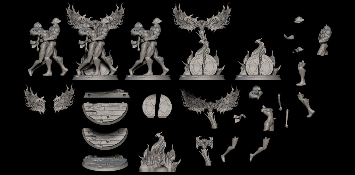 Fan Art - Wolverine and Jean - Phoenix Sacrifice - Statue 3D model 3D ...