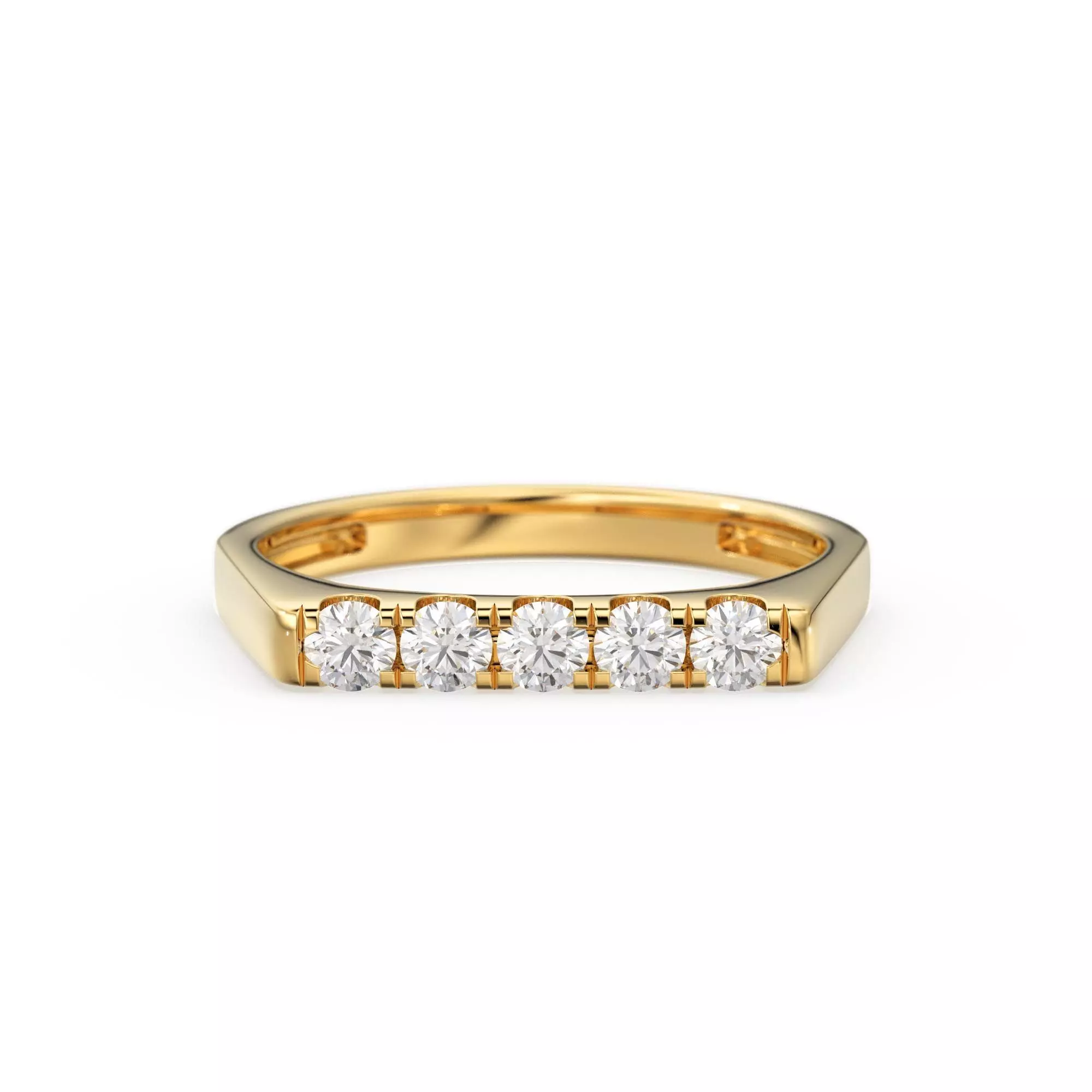 5 Stone Bar Diamond Gold Ring Zircon Chevalier Band 3D model 3D ...