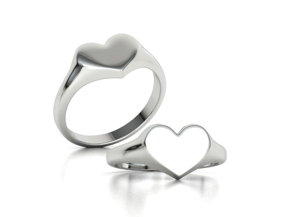 Childrens Girls Heart Signet Ring Baby ring 3dprint model 3D model 3D ...