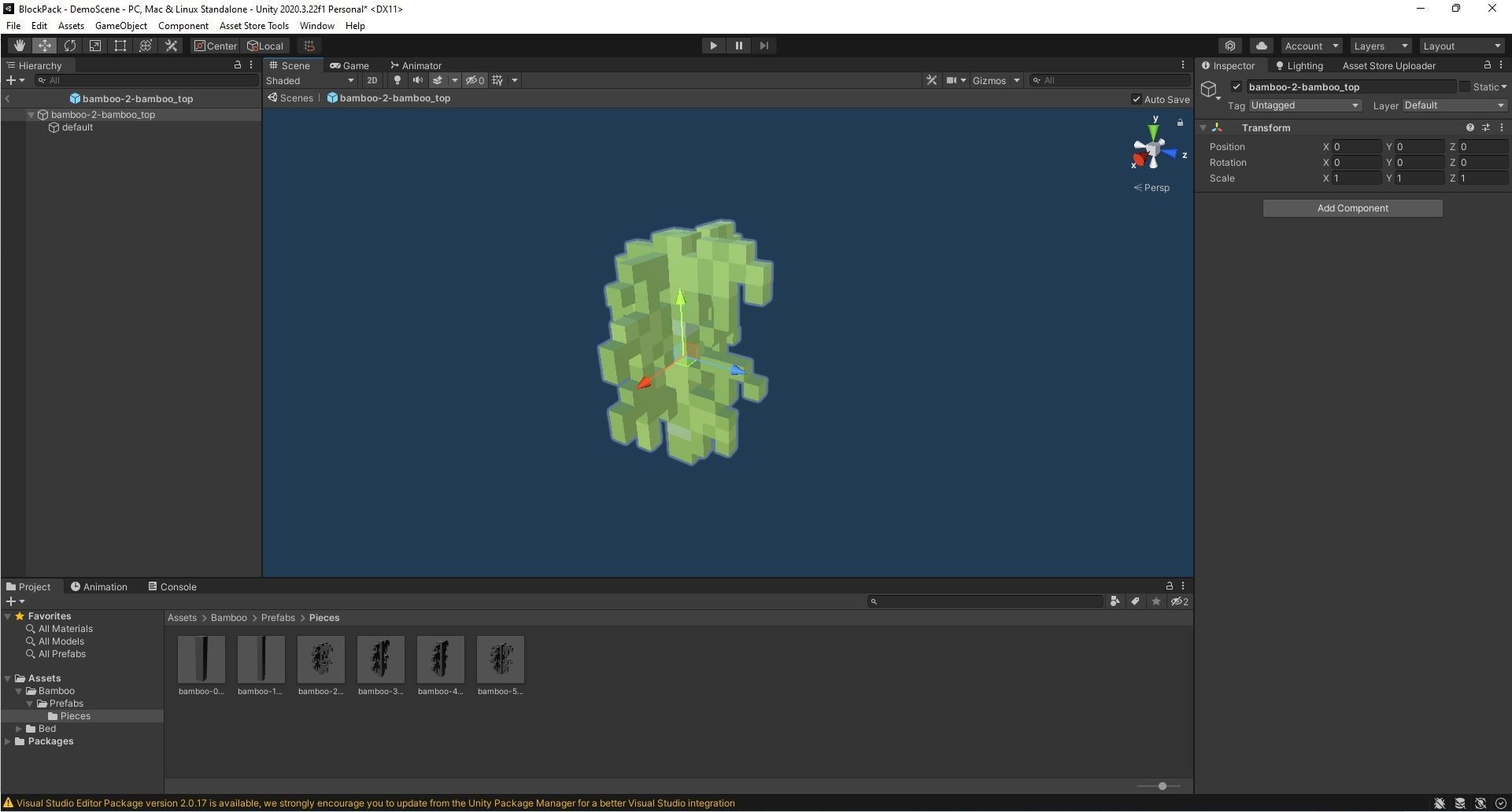 3D model Block Pack Bamboo - block styled voxel bamboo VR / AR / low ...