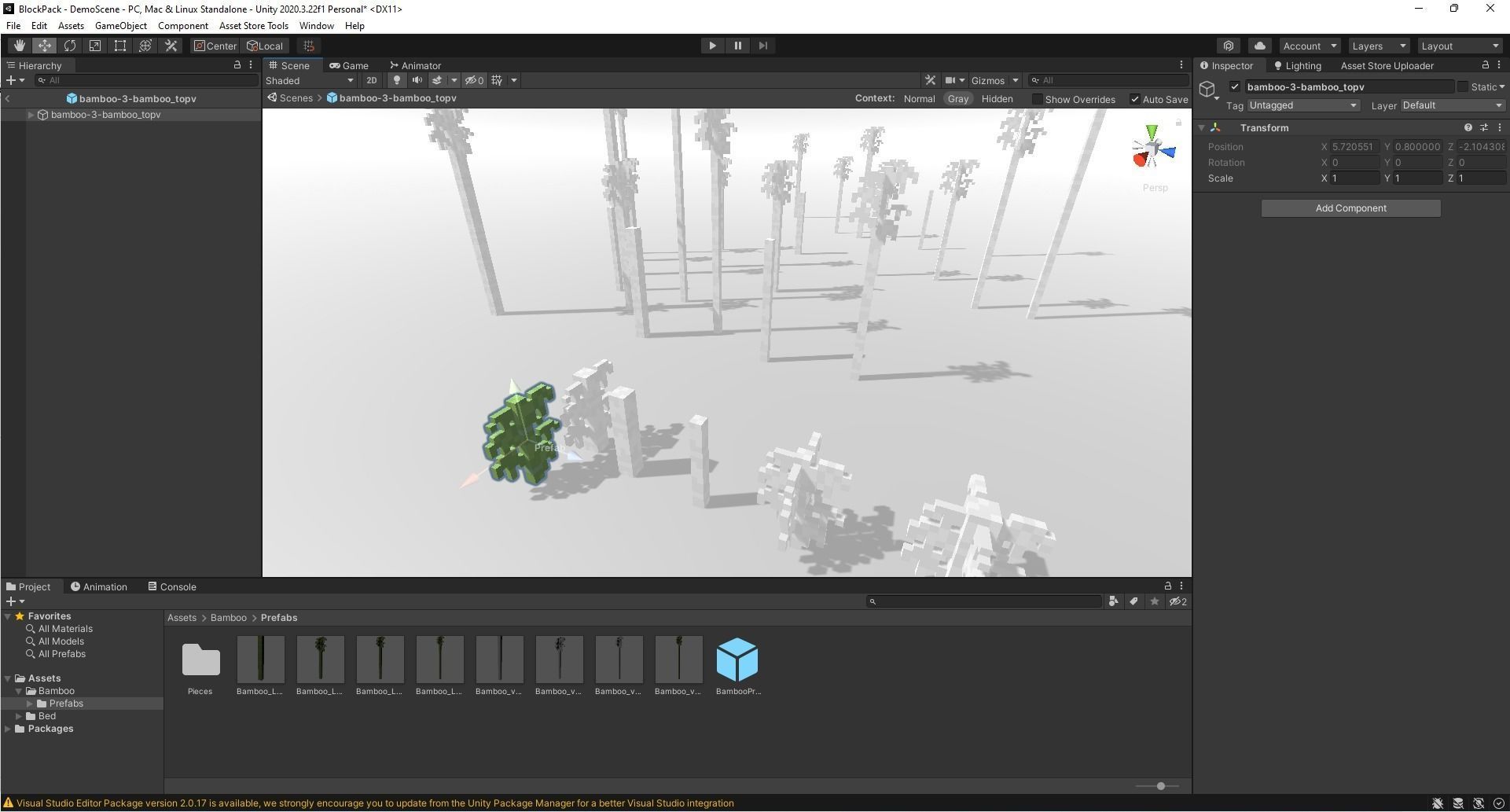 3D model Block Pack Bamboo - block styled voxel bamboo VR / AR / low ...